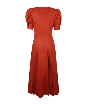 Gabriela Hearst Belted Pleated Dress - Red