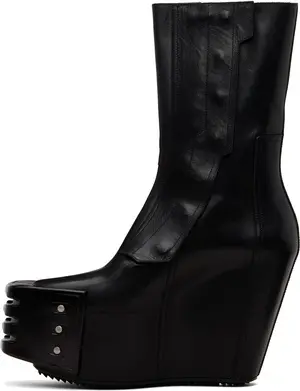 Rick Owens Square-toed Wedge Boots With Rivets
