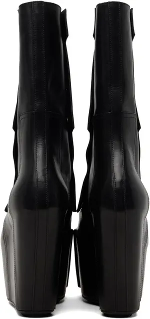 Rick Owens Square-toed Wedge Boots With Rivets