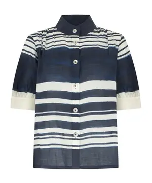 Veronica Beard Striped Short-sleeve Shirt