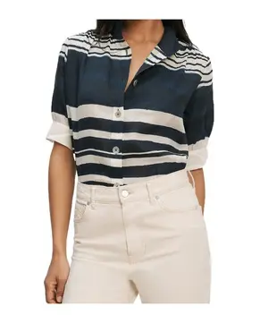 Veronica Beard Striped Short-sleeve Shirt