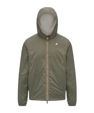 K-WAY Jake Cotton Reversible Hooded Jacket - Beige Light Green