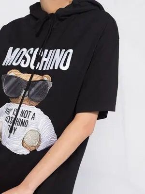 Moschino Teddy Bear Graphic Hoodie Dress