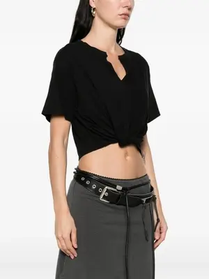 R13 Short-sleeve V-neck Twist T-shirt - Black