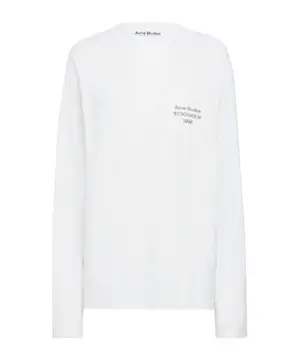 Acne Studios Long Sleeve Organic Cotton Blend T-shirt With Crewneck And Pocket Detail