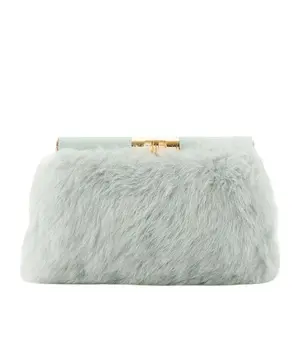 Dolce & Gabbana Marlene Leather-trimmed Shearling Shoulder Bag - Gray