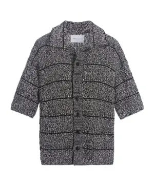 ROBERTO COLLINA Mouline Short-sleeve Cardigan - Black