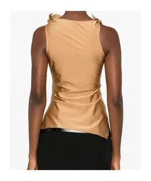 Coperni Asymmetric Rose-embellished Knotted Blouse