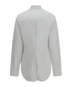 Ermanno Scervino Back Lace-up Cotton Shirt - Gray