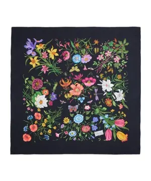 Gucci Printed Silk Wool Shawl Multi-color