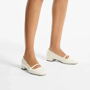 JIMMY CHOO Elisa Ballerina Pumps With Pearl Detail - Latte