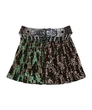 CHOPOVA LOWENA Pleated Floral Print Mini Skirt