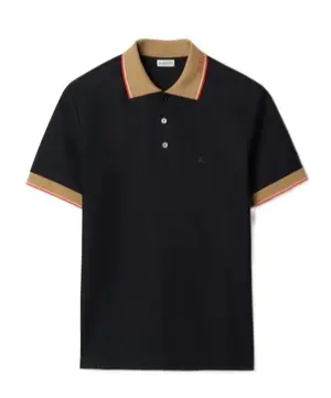 Burberry Logo Collar Cotton Polo Shirt Navy