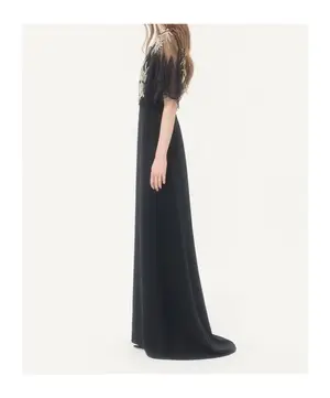 Valentino Garavani Short Sleeve Dress With Embellished Floral Motifs