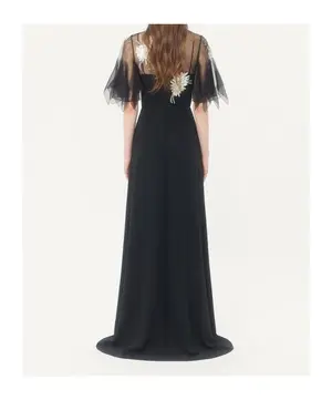 Valentino Garavani Short Sleeve Dress With Embellished Floral Motifs