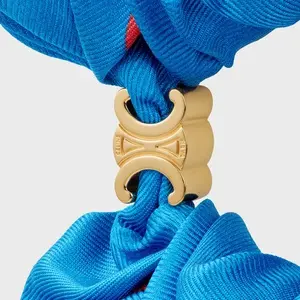 Celine C Sulky Scrunchie In Silk And Brass With Gold Finish - Blue