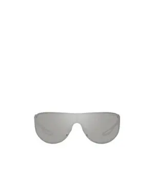 Prada Silver Tone Logo Sunglasses - Gray
