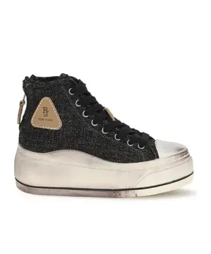 R13 Zip-detail Platform High Top Sneakers - Black