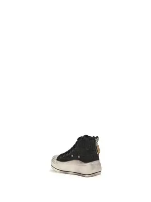 R13 Zip-detail Platform High Top Sneakers - Black