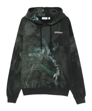 Off-White Long-sleeved Hooded Sweatshirt - Black