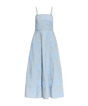 ROTATE BY BIRGER CHRISTENSEN Floral Embroidered Midi Dress - Blue