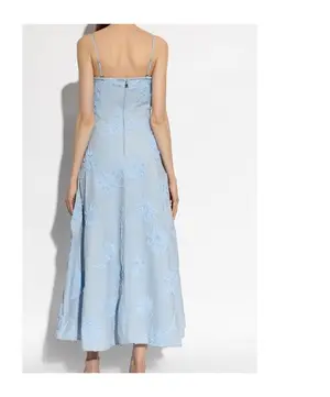 ROTATE BY BIRGER CHRISTENSEN Floral Embroidered Midi Dress - Blue