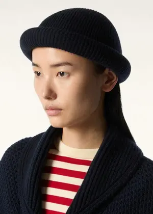 Loro Piana Sloop Wool Beanie Hat - Blue Navy