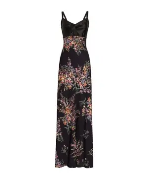 Dolce & Gabbana Flower Bouquets Printed Long Charmeuse Dress
