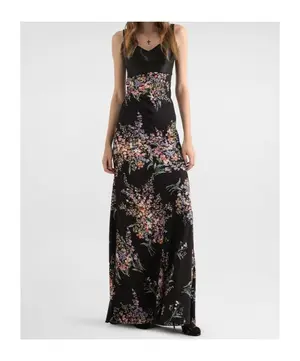 Dolce & Gabbana Flower Bouquets Printed Long Charmeuse Dress