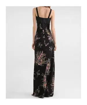 Dolce & Gabbana Flower Bouquets Printed Long Charmeuse Dress
