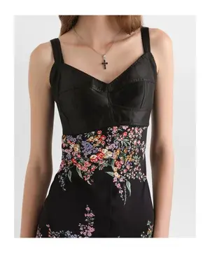 Dolce & Gabbana Flower Bouquets Printed Long Charmeuse Dress