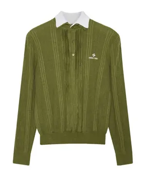 SHUSHU/TONG Contrast Collar Knit Sweater - No