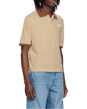 Marni Striped Linen Blend Polo Shirt