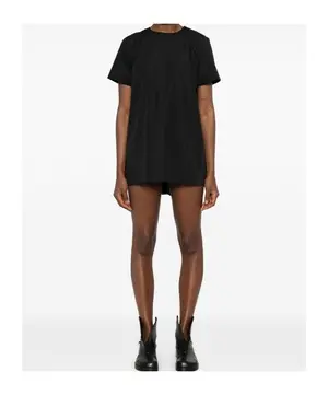Sacai Pleated Crewneck Mini Dress - No