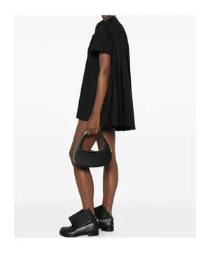 Sacai Pleated Crewneck Mini Dress - No