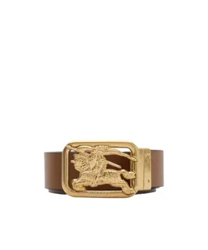 Burberry Reversible Leather Belt With Equestrian Knight Buckle - Black/hazel