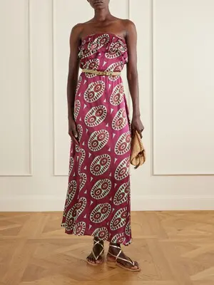 Themis Z Selene Printed Ruffled Silk-blend Maxi Dress - Multi