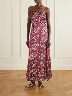 Themis Z Selene Printed Ruffled Silk-blend Maxi Dress - Multi