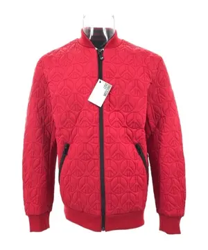 Moschino Quilted Bomber Jacket With Peace Sign Motif - Red