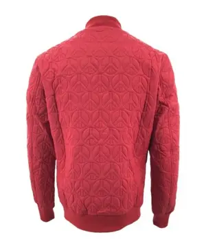 Moschino Quilted Bomber Jacket With Peace Sign Motif - Red