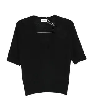 Soft Goat V-neck Short-sleeved Knit Top