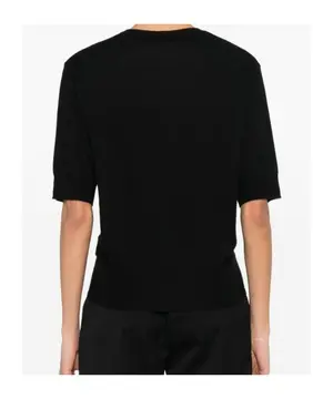 Soft Goat V-neck Short-sleeved Knit Top