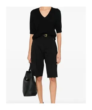 Soft Goat V-neck Short-sleeved Knit Top