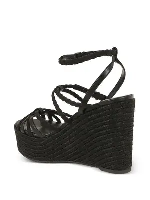 JIMMY CHOO Nyra Platform Wedge Heeled Sandals - Black