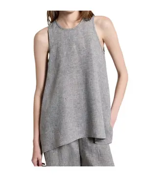 Peserico Asymmetric Sleeveless Top - Gray