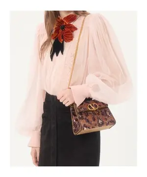 Valentino Garavani Vsling Mini Embroidered Animalier Handbag - Brown