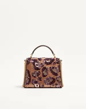 Valentino Garavani Vsling Mini Embroidered Animalier Handbag - Brown