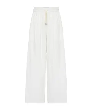 ST. AGNI Cotton-blend Poplin Wide-leg Pants - White