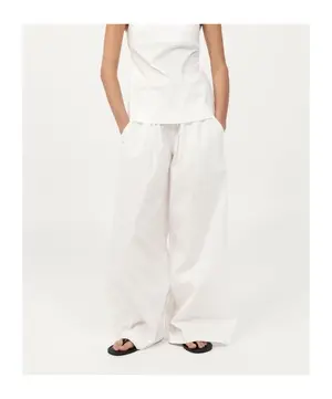 ST. AGNI Cotton-blend Poplin Wide-leg Pants - White