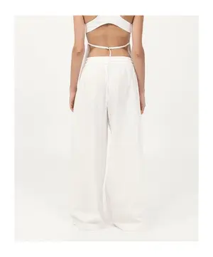 ST. AGNI Cotton-blend Poplin Wide-leg Pants - White